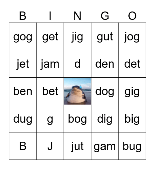closed 3 syllable words Bingo Card