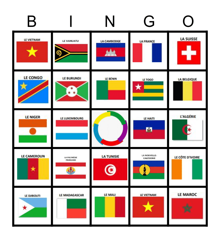 Le Grand Bingo de la Francophonie 🎉 Bingo Card
