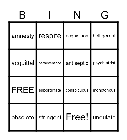 Gustavo Bingo Card