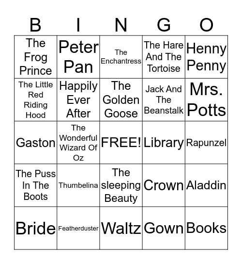 Fairy Tales Titles Bingo Card