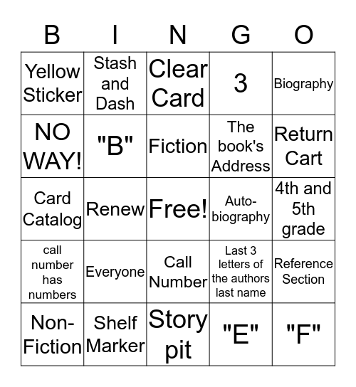 LIBRARY INFORAMTION REVIEW Bingo Card