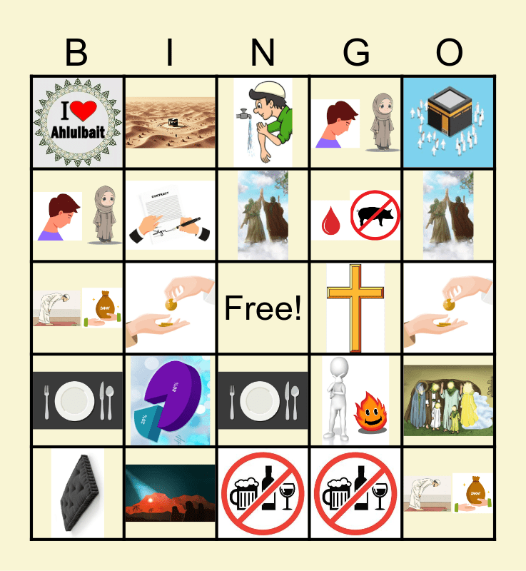 versets/événements Coran Bingo Card