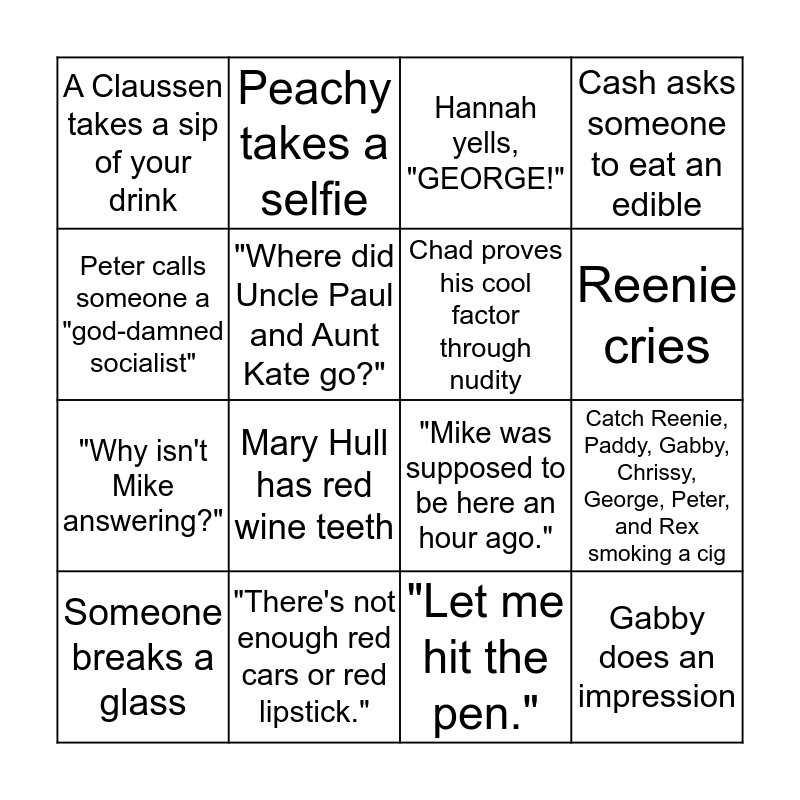 Club Trio Bingo Card