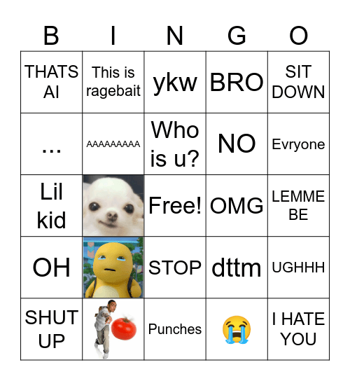 Arlo said... Bingo Card
