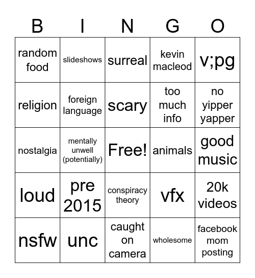 youtube trash can Bingo Card