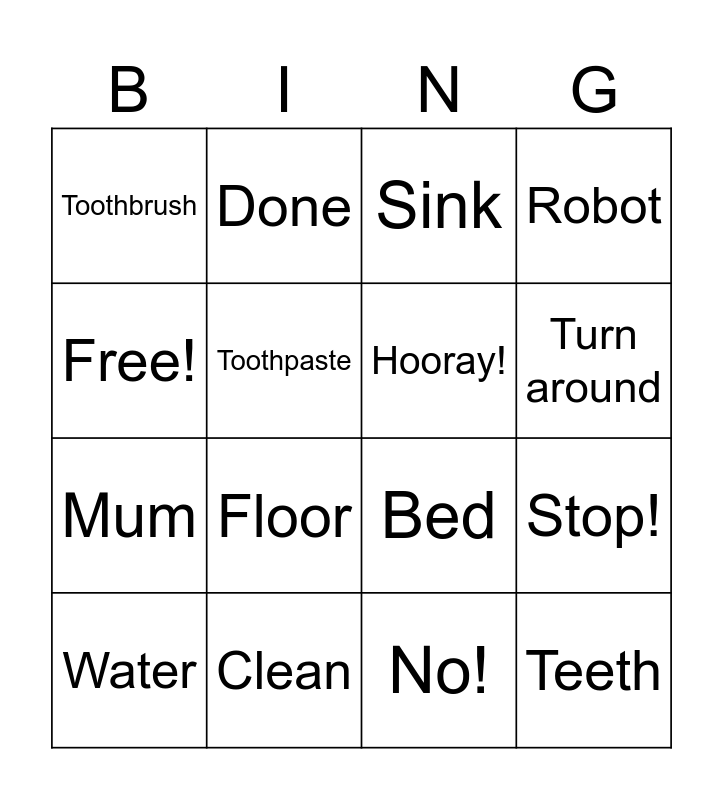 Robot Bingo Challenge! Bingo Card