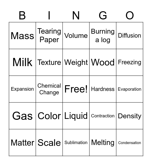 MATTER Bingo Card