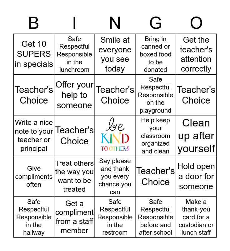 BE Respectful, Responsible, Safe, and KIND Name ...