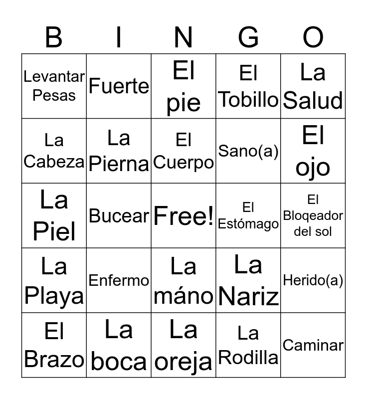 Unit 6 Lesson 2 Vocabulary Bingo Card