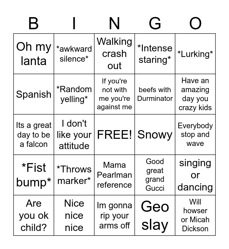 Triple P vocal stim bingo Card