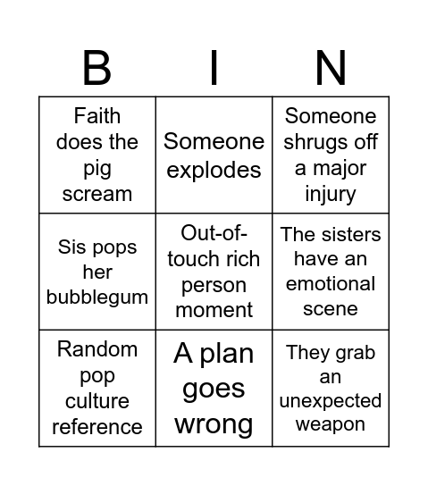 Ready Or Not 2 Drinking Game Bingo Card