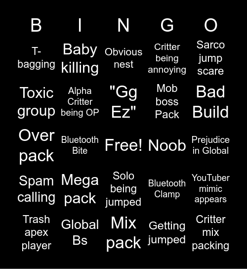 Officials Bingo! Bingo Card
