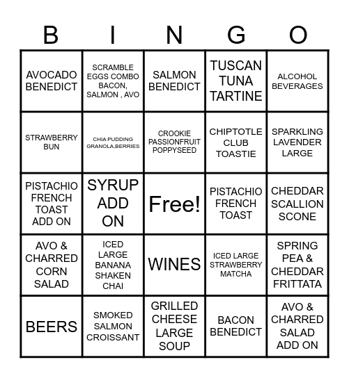 SPRING ITEMS Bingo Card