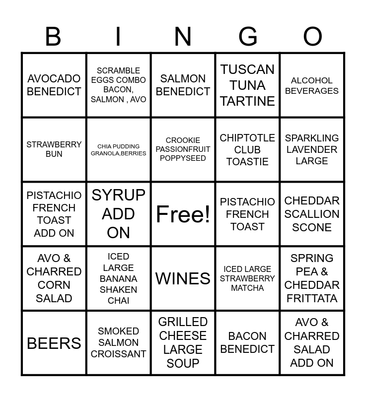 SPRING ITEMS Bingo Card