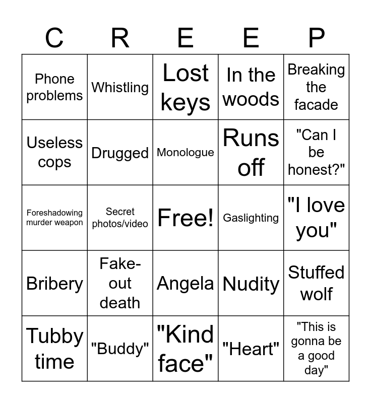 Creep Bingo Card