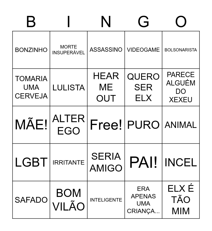 PERSONAGENS Bingo Card