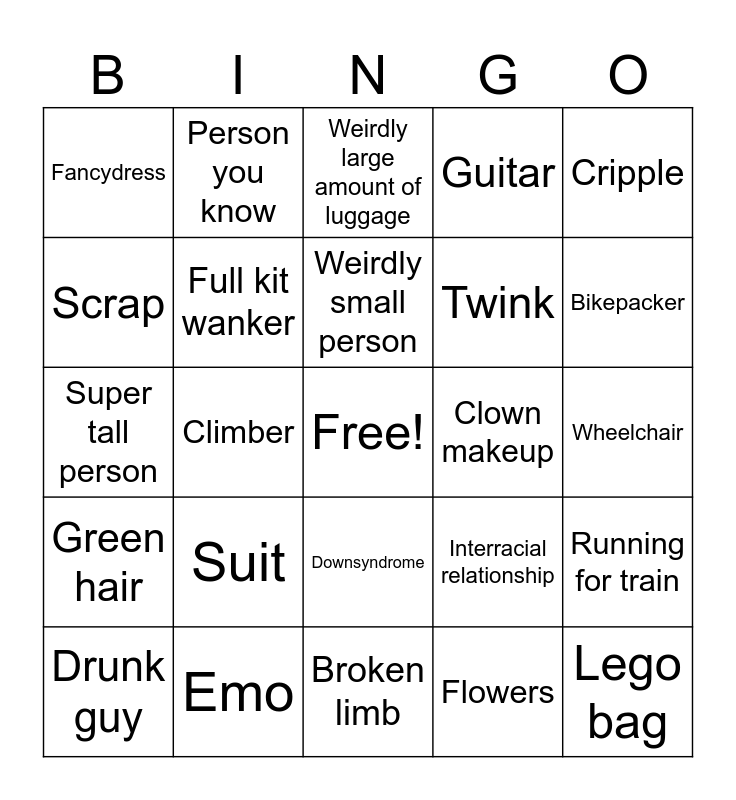 People watching Bingo Card