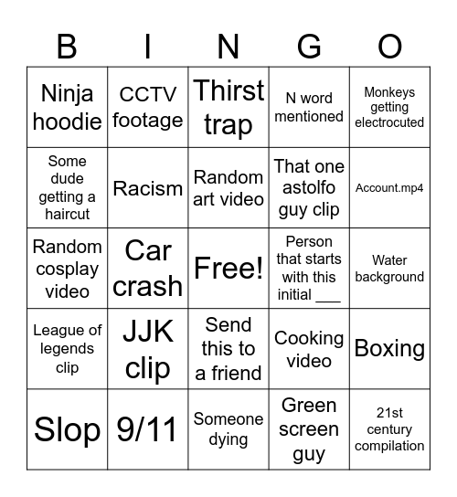 instagram reels bingo Card
