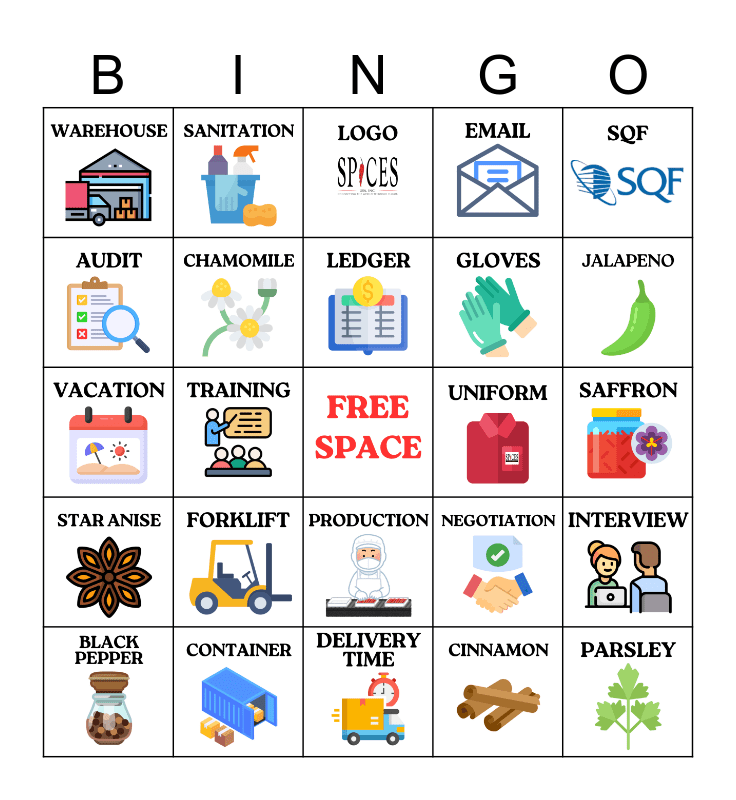 Spices USA Bingo Card