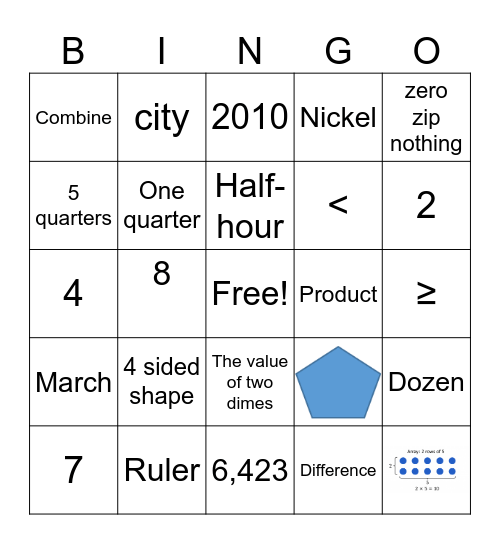 Crazy math bingo Card