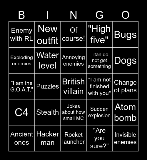 Titanfall 2 Bingo Card