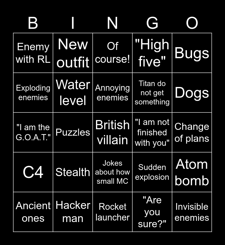 Titanfall 2 Bingo Card