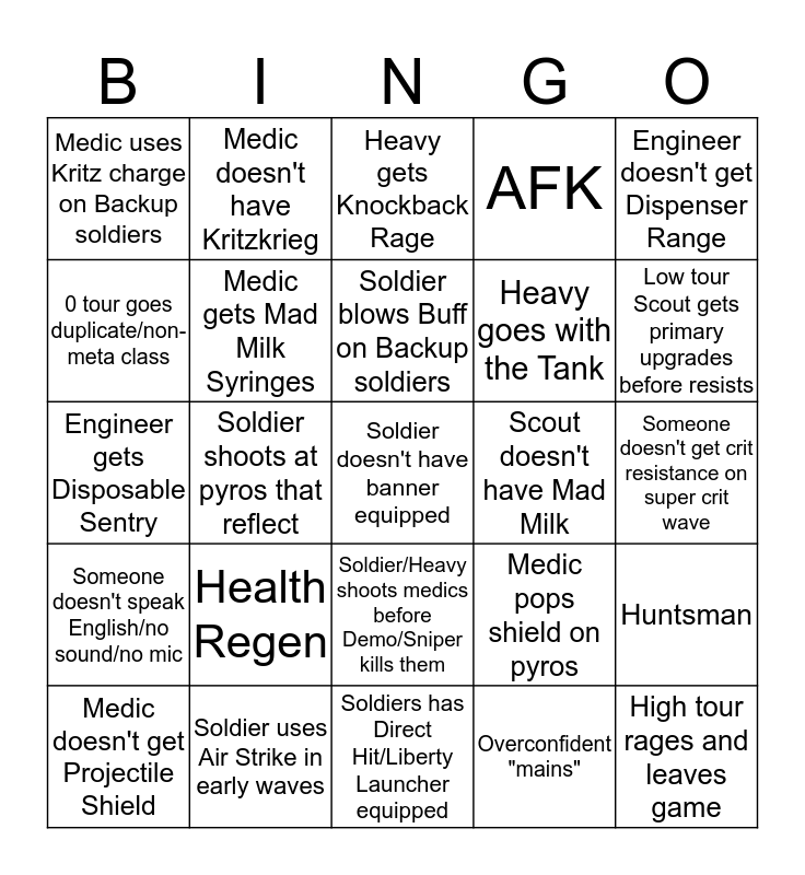 Mann Up 2C BS Bingo Card
