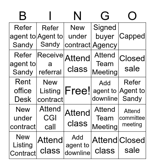 KW Broker Bingo Card
