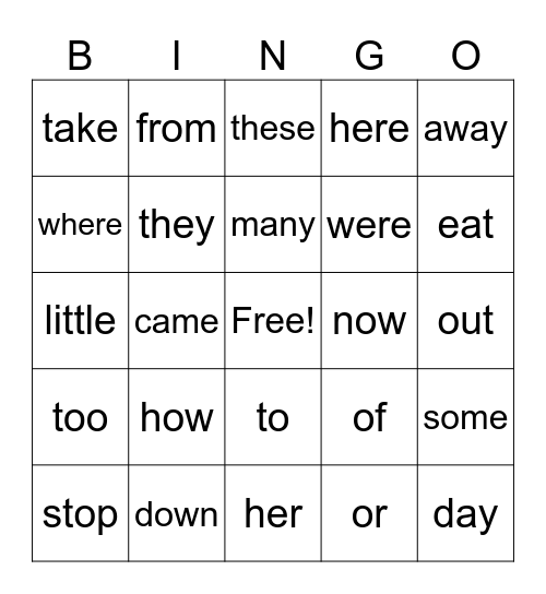 2G Bingo Card