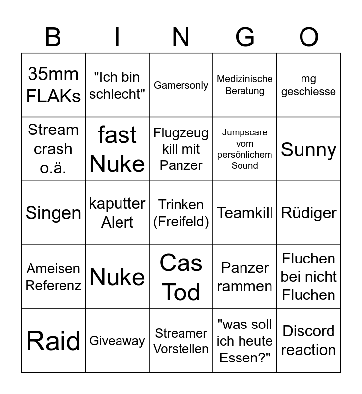 Armaged0n1 Bingo Card