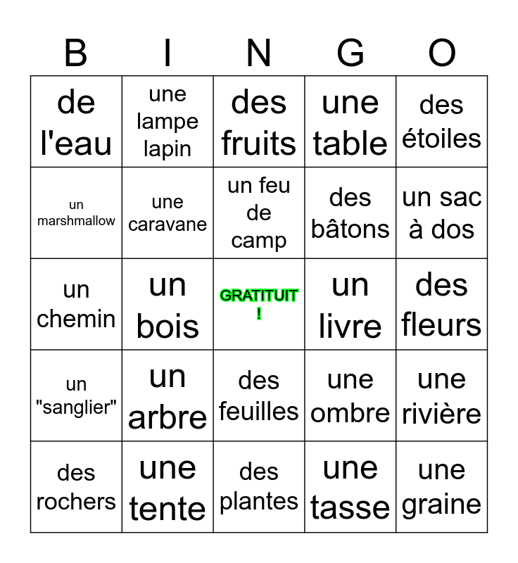 Bluey "Camping" Bingo Card