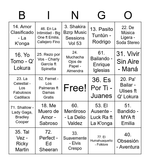 Untitled Bingo Card