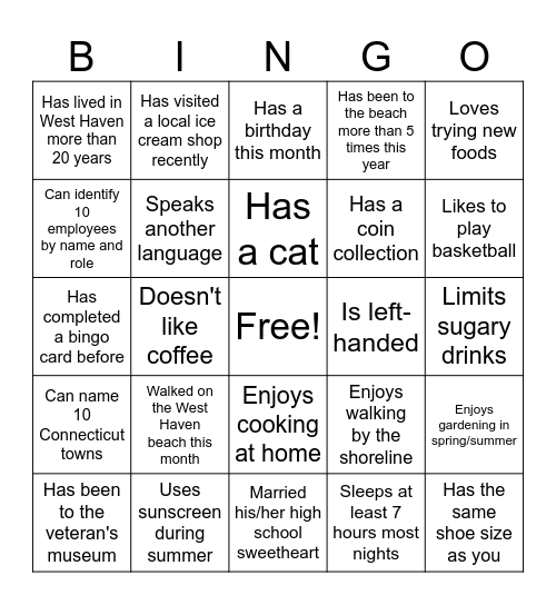 Employee Engagement Bingo Card