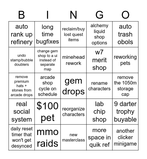 idleon "10" bingo Card