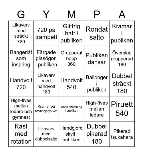 USM Kval Bingo Card