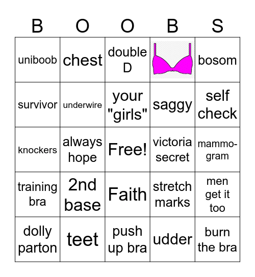 Boobie Bingo Card