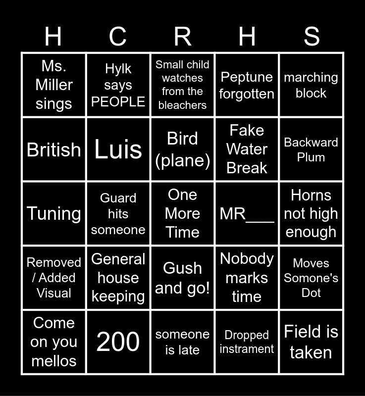 MRD Bingo Card