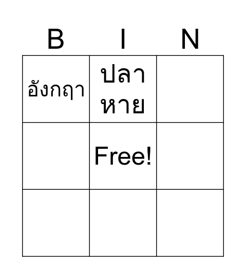 GE1102 บทที่ 1 Bingo Card