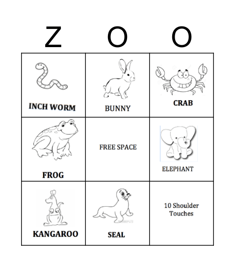 Animal Movement Bingo Card