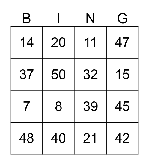 Levend Bingo Card