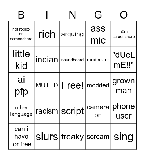 sab vc bingo Card