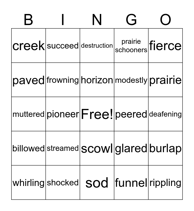 Vocabulary - Twister on Tuesday Bingo Card