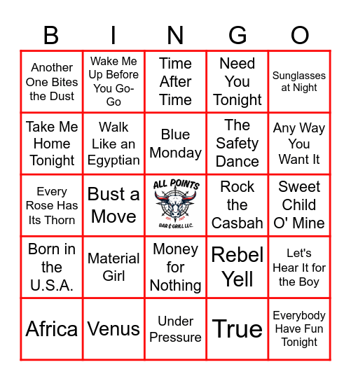 APG Music Bingo Card
