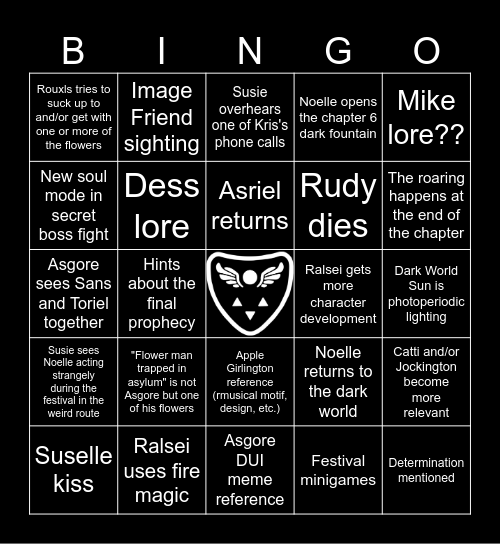Deltarune Chapter 5 Bingo Card