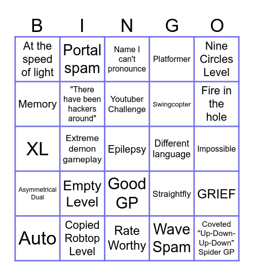 Recent Tab Bingo Card