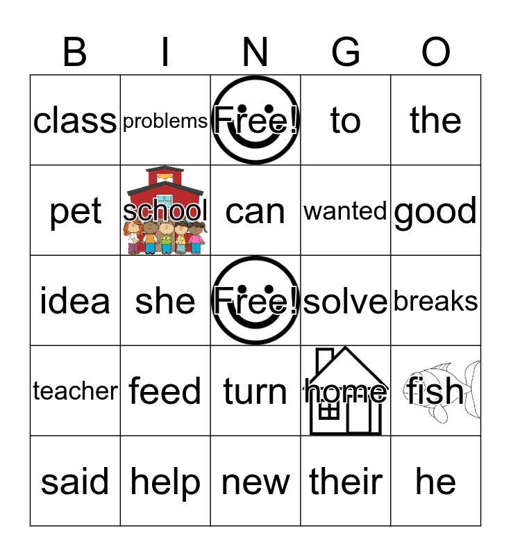 Class Pet Vocab Bingo Card