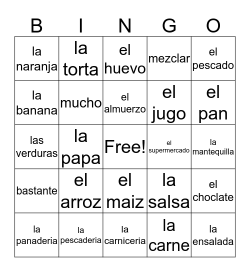 Unidad 4 Desafio 1 y 2 Bingo Card