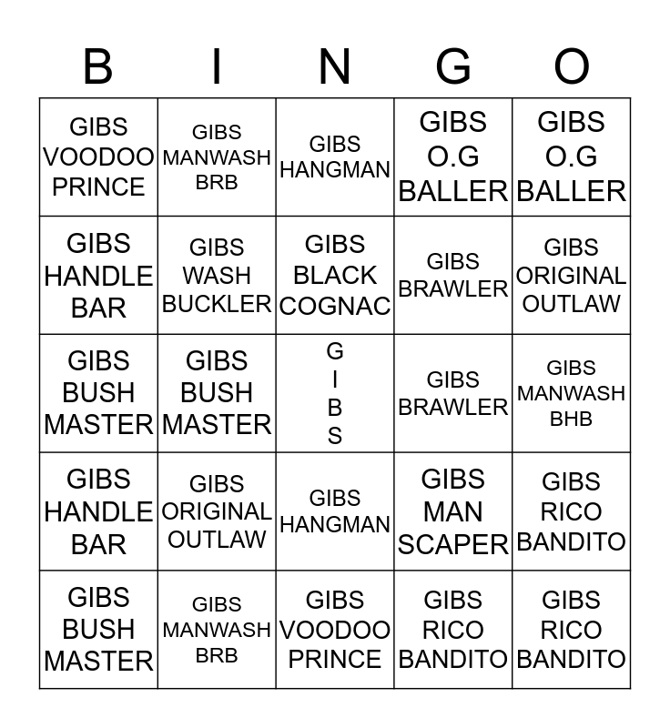 ***GIBS*** Bingo Card