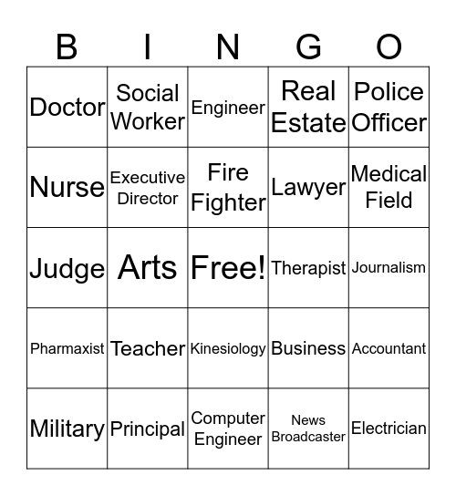 Career Bingo Card