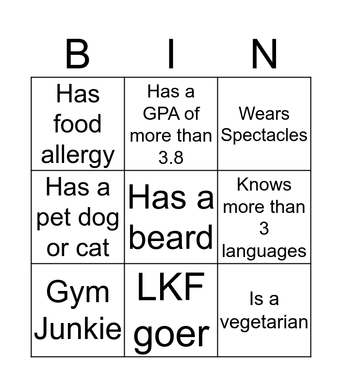 Brother Bingo Card
